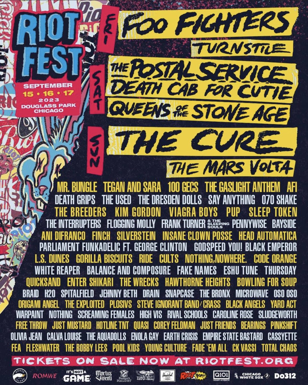 Foo Fighters, Death Cab Highlight Riot Fest Lineup Announced Tuesday ...